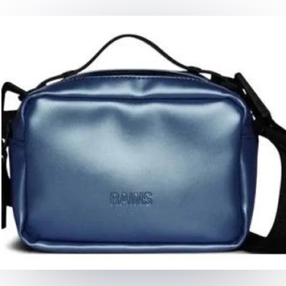 Rains | Bags | Rains Box Bag Micro Laser Blue W Adjustable Black ...